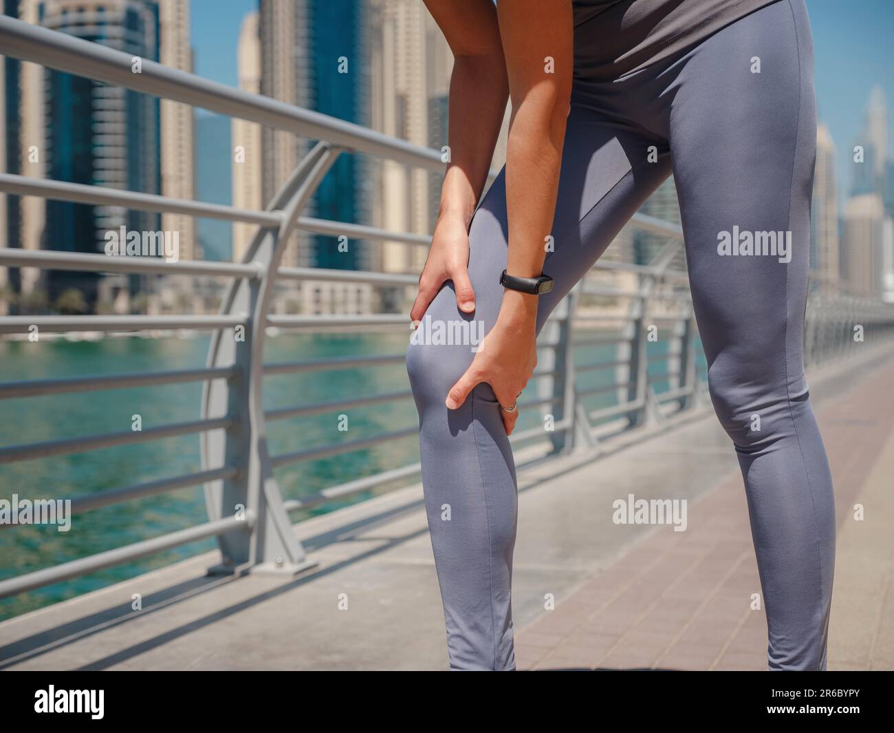 City Running - asian woman runner , Dubai marina urban scene in ...