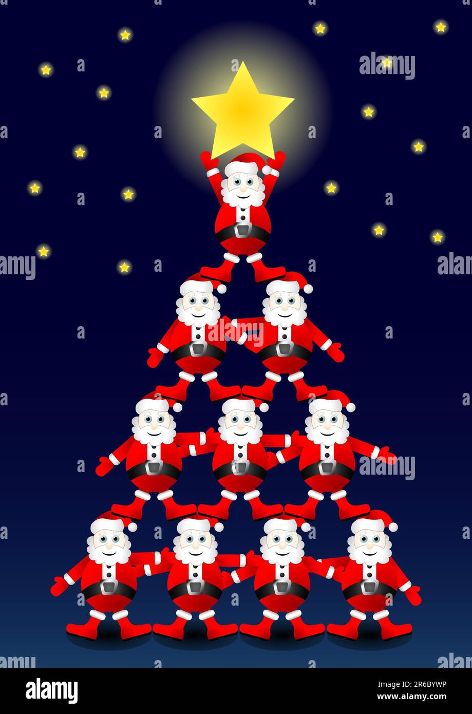 Many Santas on top of each other forming a christmas tree Stock Vector ...