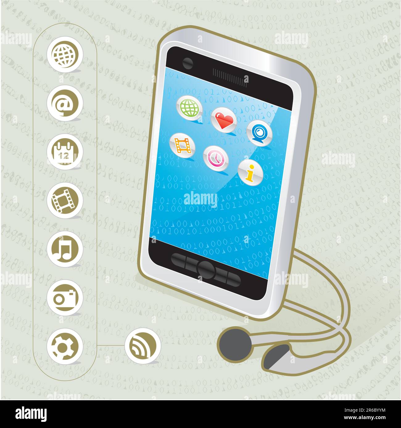 Smart cellphone Icon with creative background and related ...