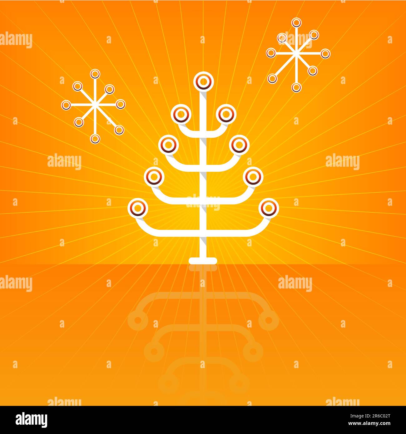 Stylized, modern Christmas Tree with radiating lines and reflection ...