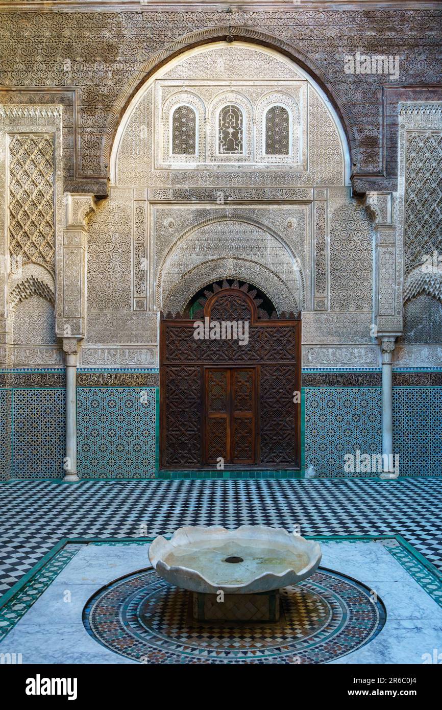 Morocco. Fes. Al-Attarine Madrasa, Fes medina. It was built by the ...