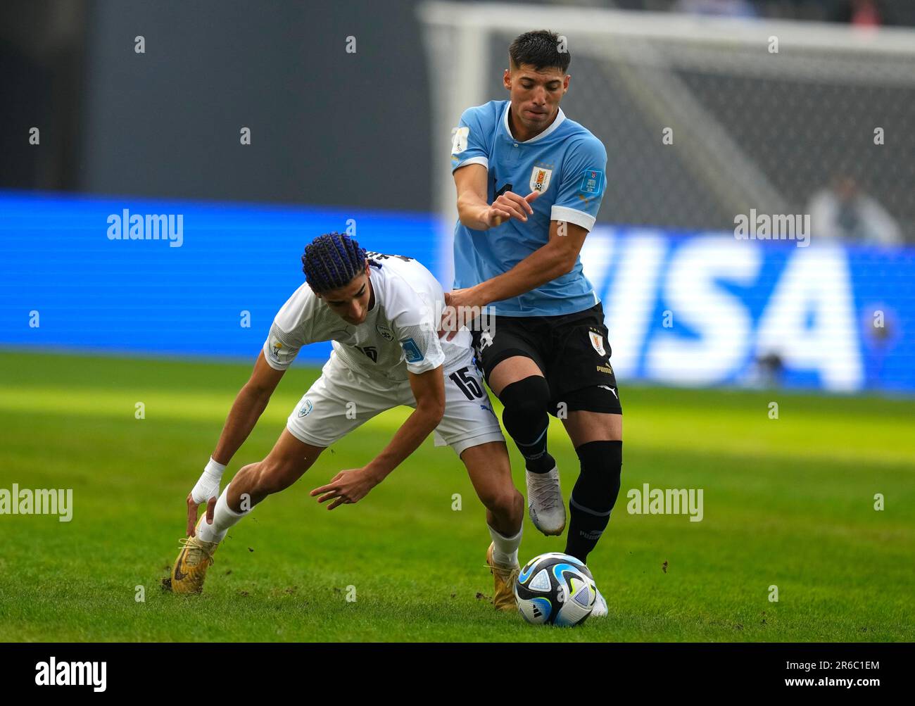Uruguay's Damian Garcia, right, and Israel's Tay Abed battle for the ...