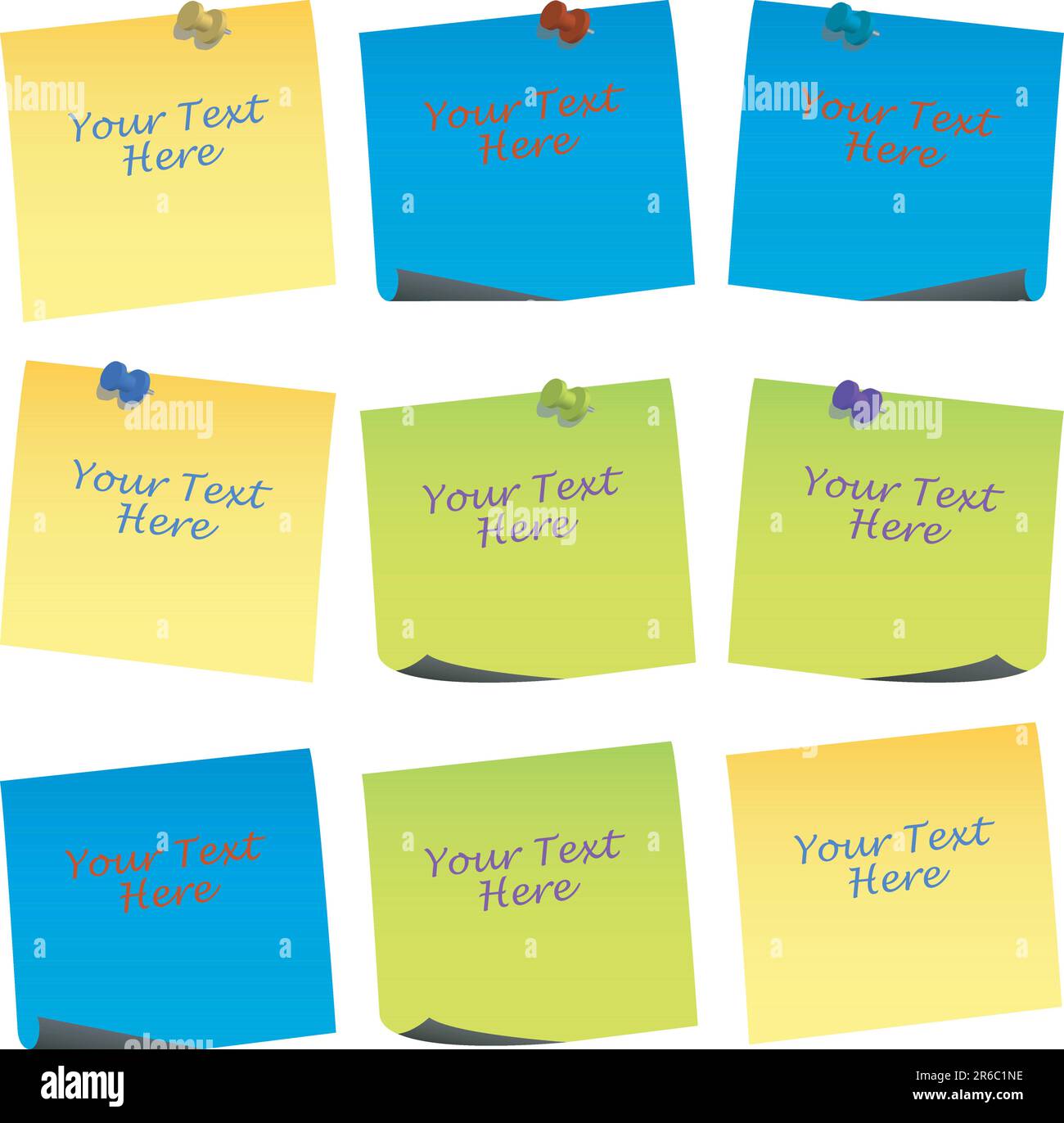 Collection of 9 post-its with and without thumb tacks and folded ...