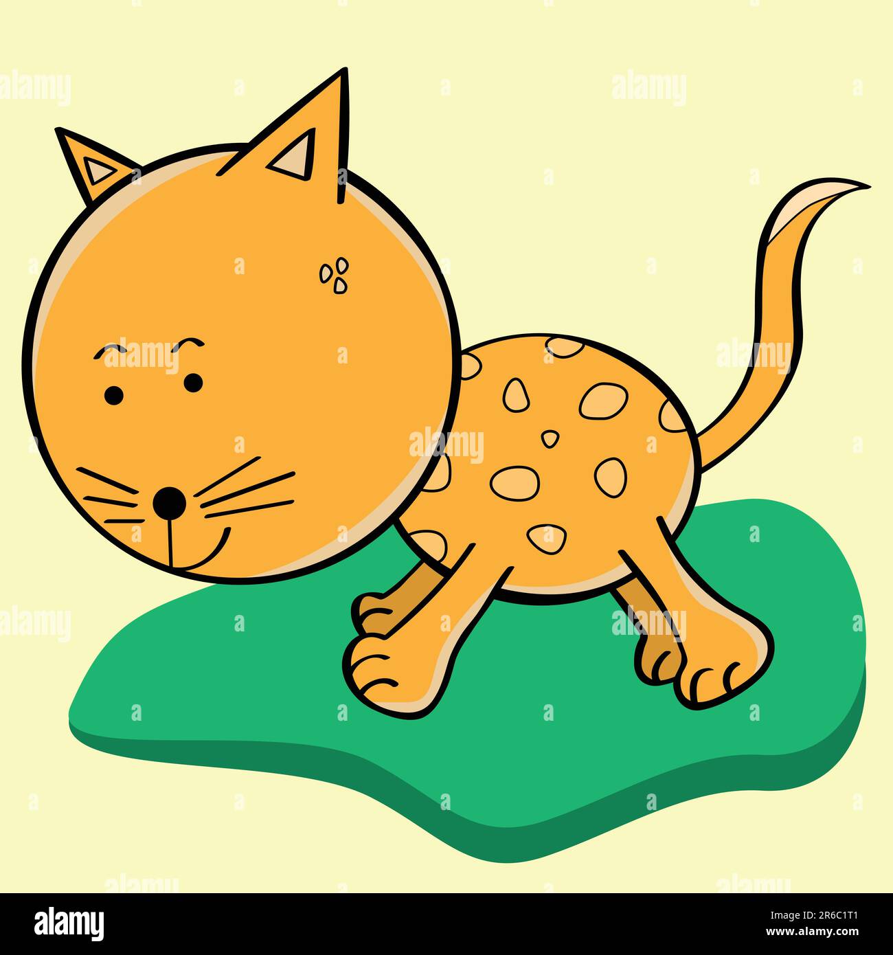 Vector illustration of a cute cat or kitten with large head and tiny ...