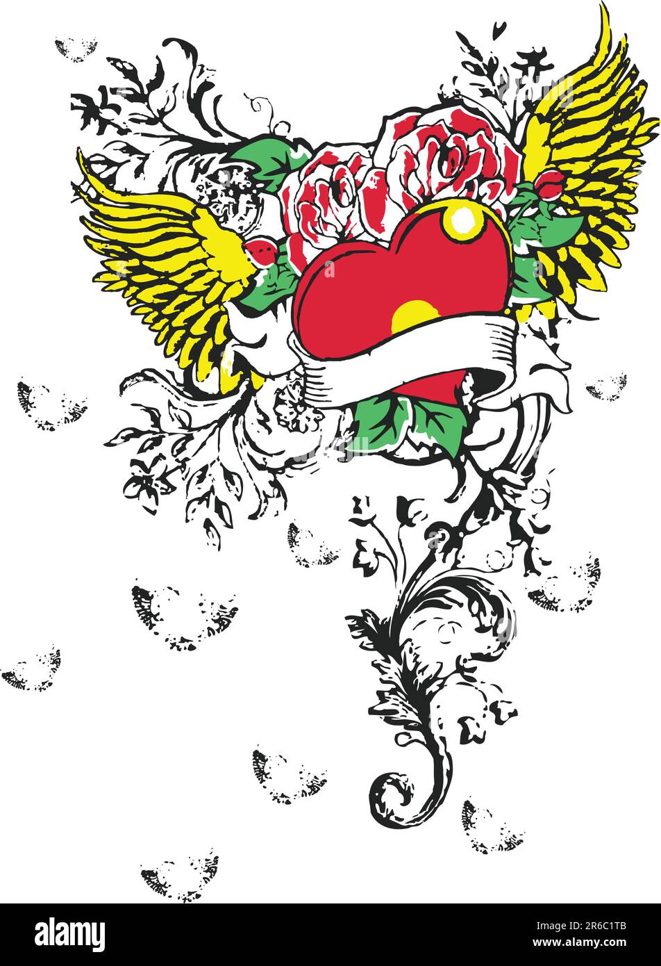 Gothic heart and wing illustration Stock Vector Image & Art - Alamy