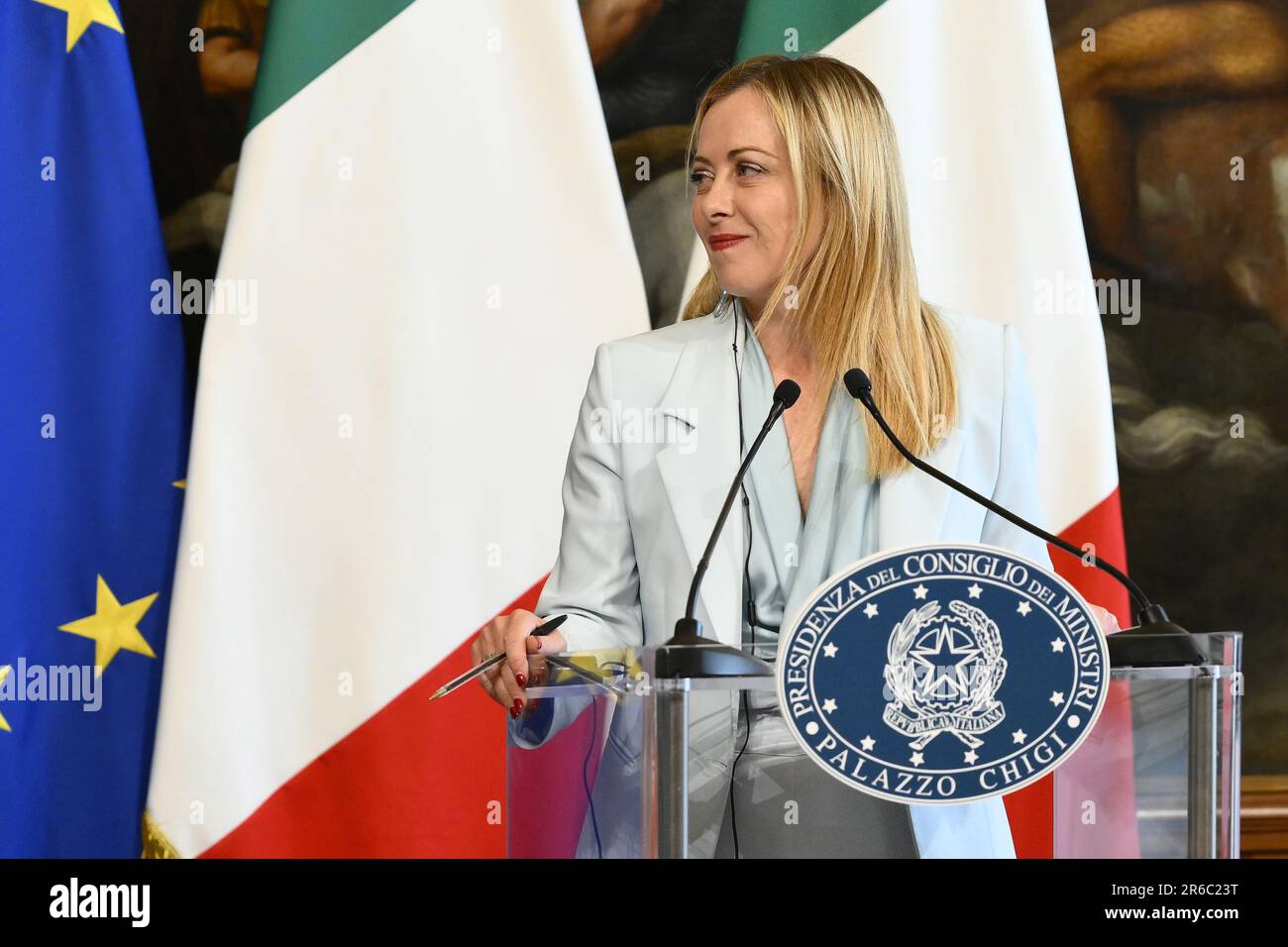 Rome, Italy. 08th June, 2023. The Prime Minister, Giorgia Meloni, meets ...