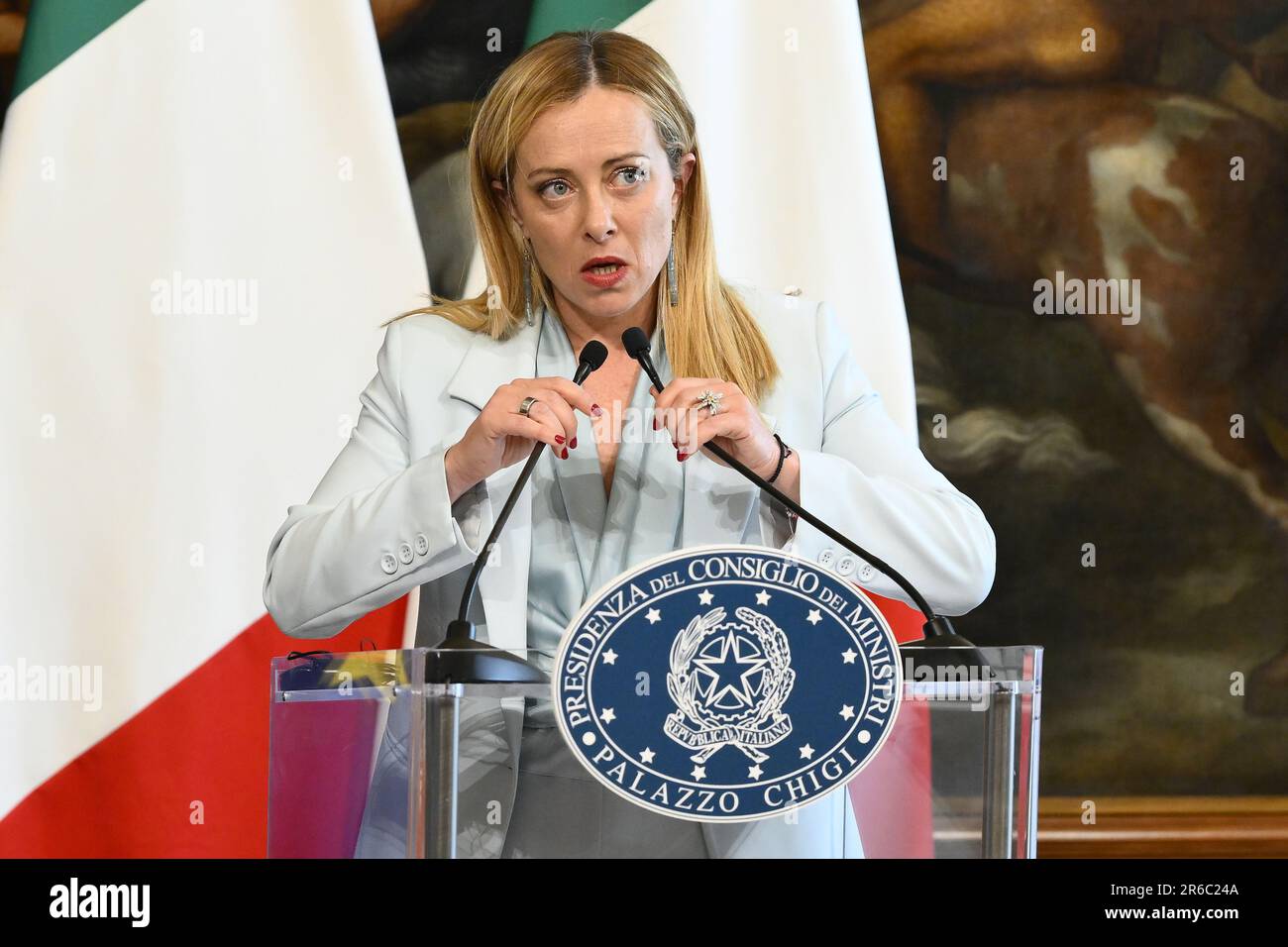 Rome, Italy. 08th June, 2023. The Prime Minister, Giorgia Meloni, meets ...