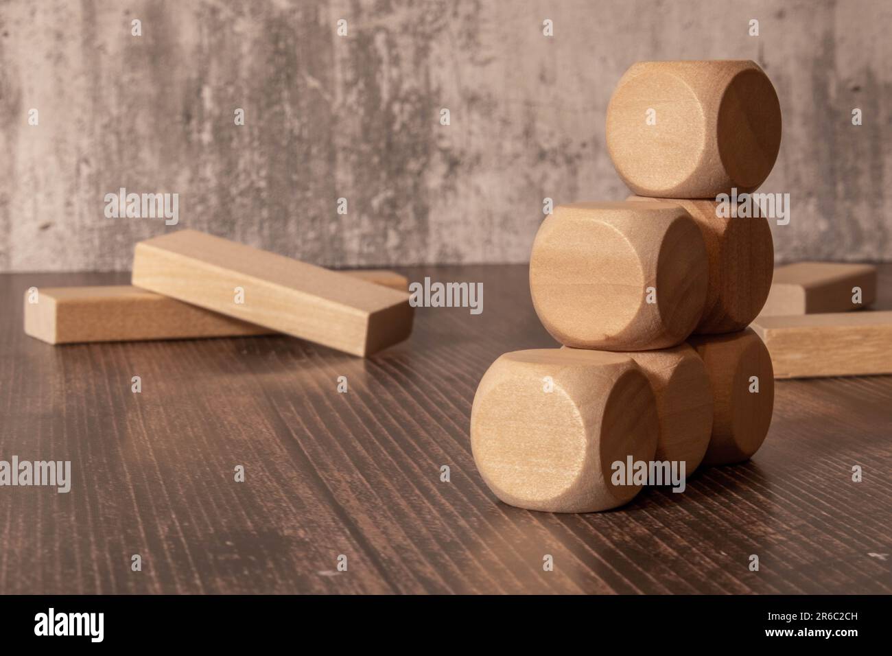Wooden blocks increasing graph bar, infographic diagram, chart made of ...