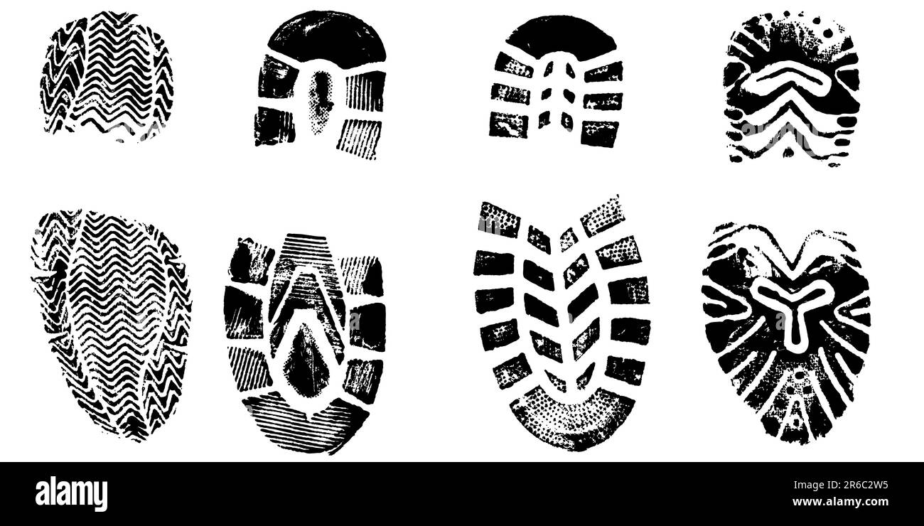 4 Isolated BootPrints - Highly detailed vector of walking shoes Stock ...