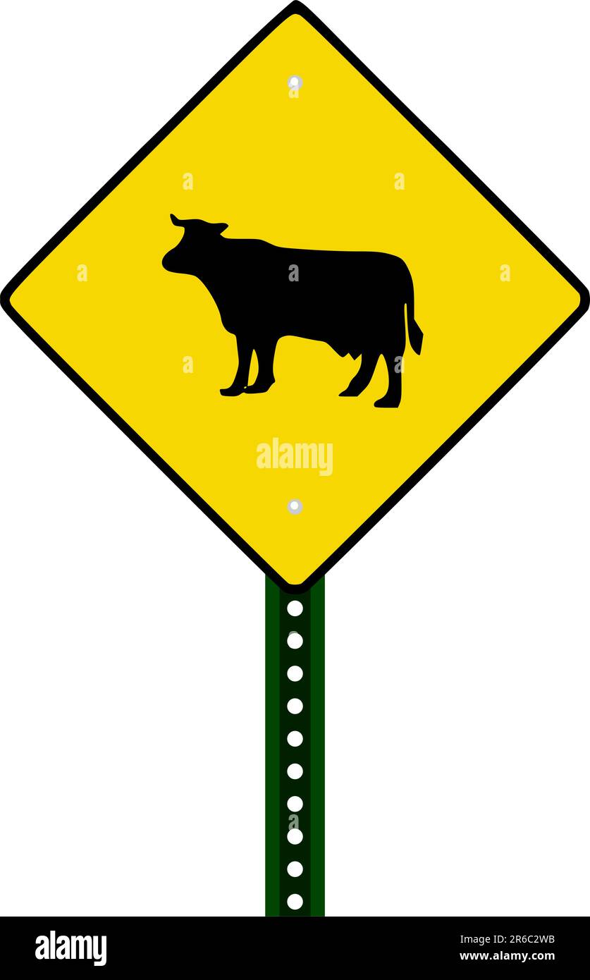 A Isolated cattle crossing sign on white background Stock Vector Image ...