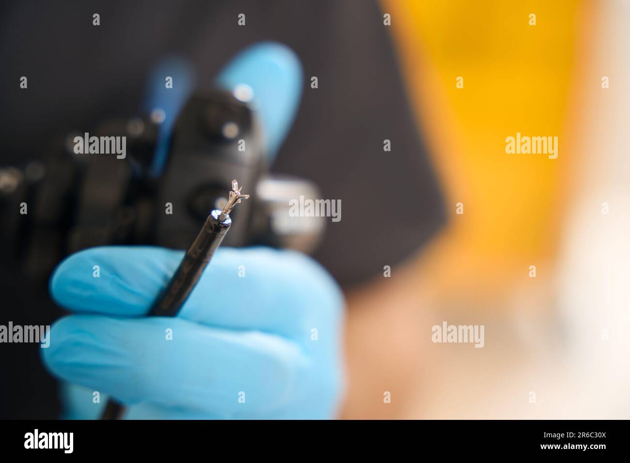 Endoscopist preparing to take tissue sample for examination Stock Photo ...