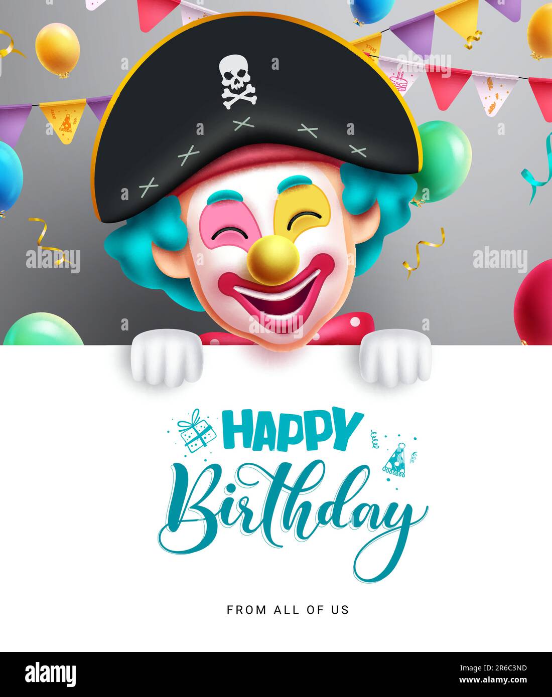Happy birthday text vector template. Birthday greeting in empty white ...