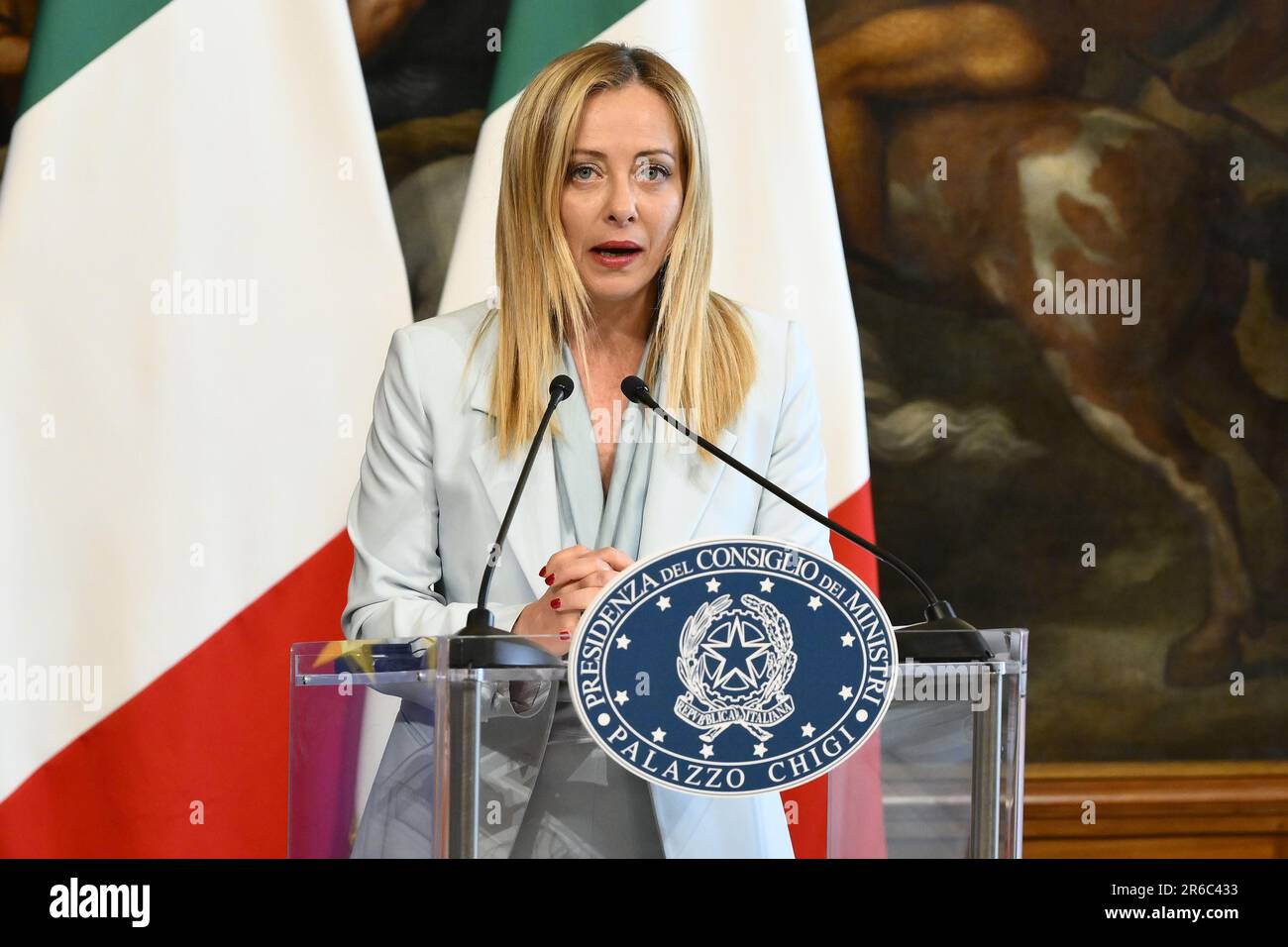 Rome, Italy. 08th June, 2023. The Prime Minister, Giorgia Meloni, meets ...