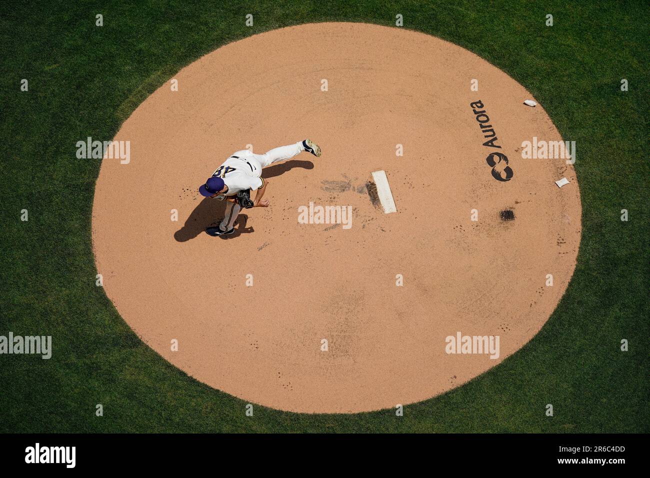 Milwaukee Brewers starting pitcher Colin Rea throws during the first ...