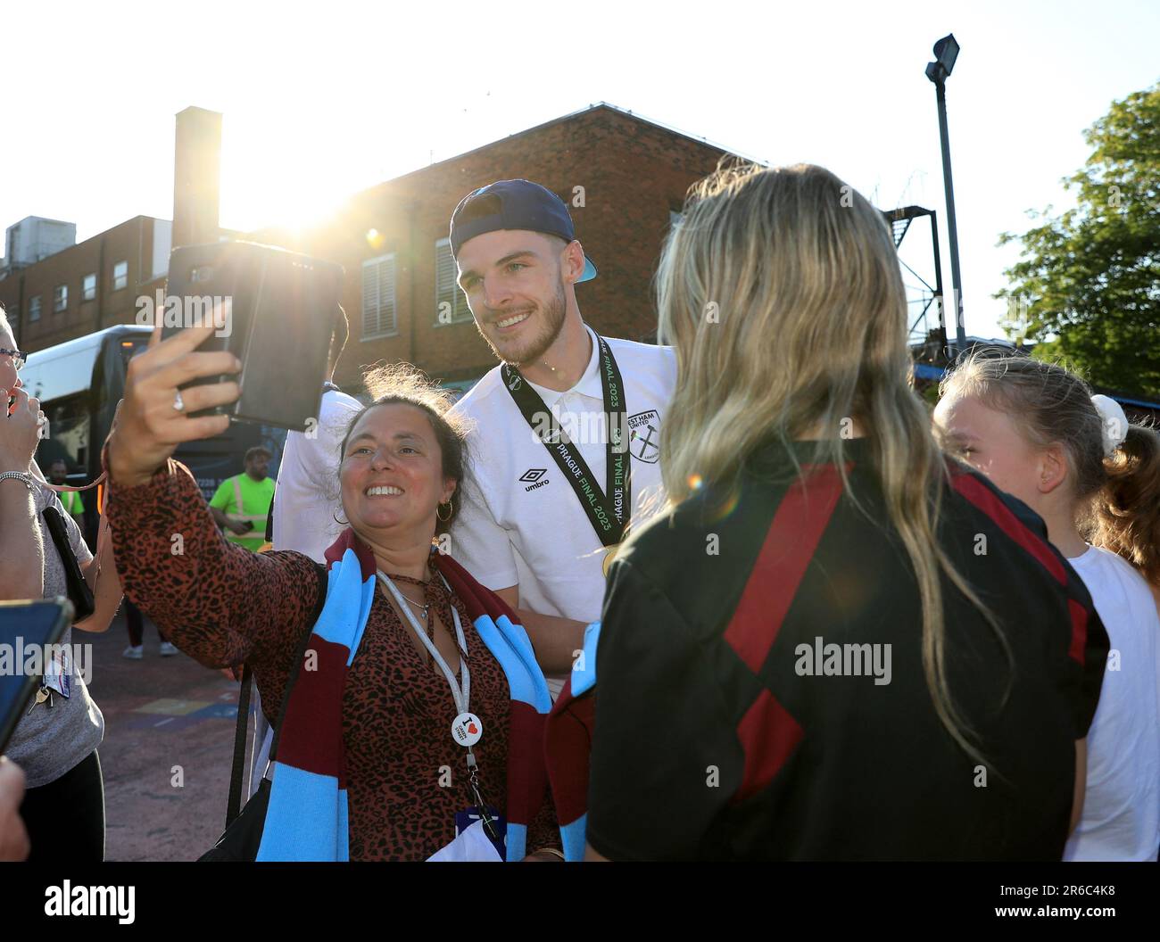 West Ham United's Declan Rice poses for photographs prior to a parade ...
