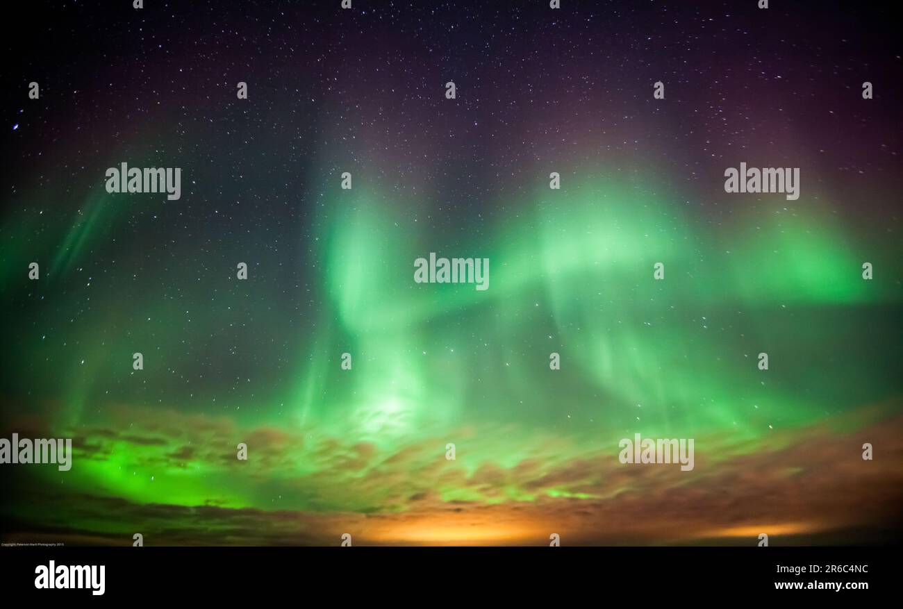 A stunning night sky featuring the Northern Lights. Aurora Borealis in ...