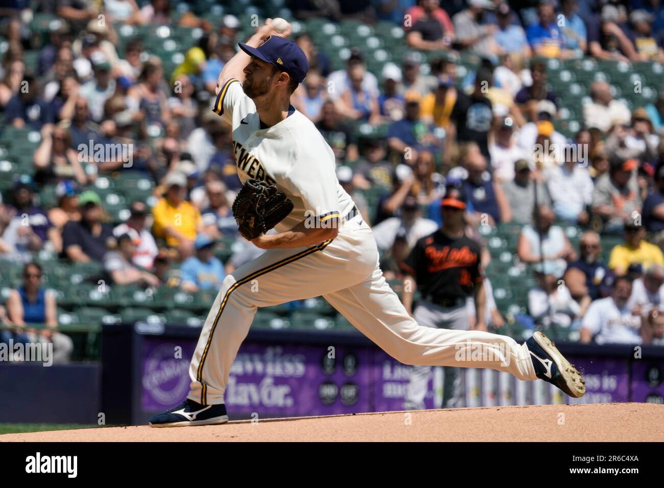Milwaukee Brewers starting pitcher Colin Rea throws during the first ...