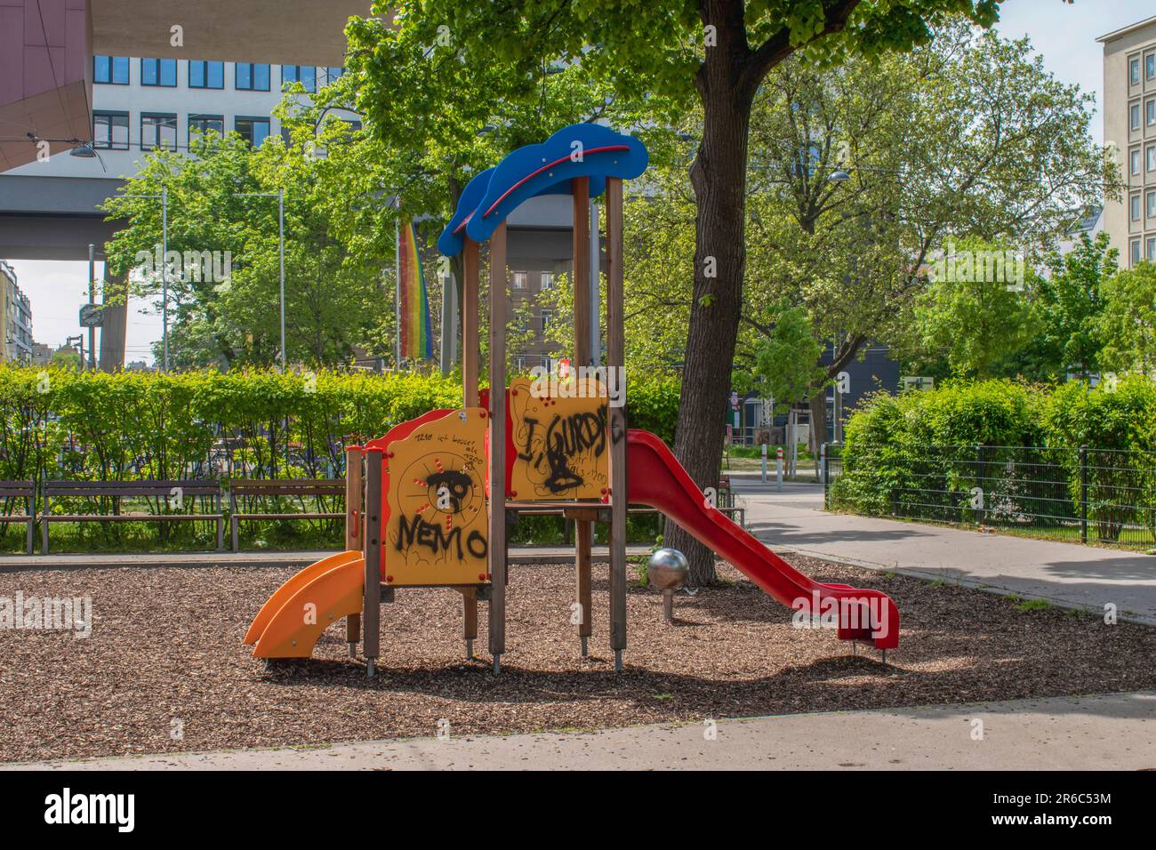 vienna, austria. 8 may 2023 vibrant playtime colorful playground in ...