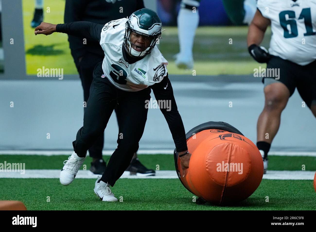 Philadelphia Eagles' Nolan Smith runs a drill during practice at the ...