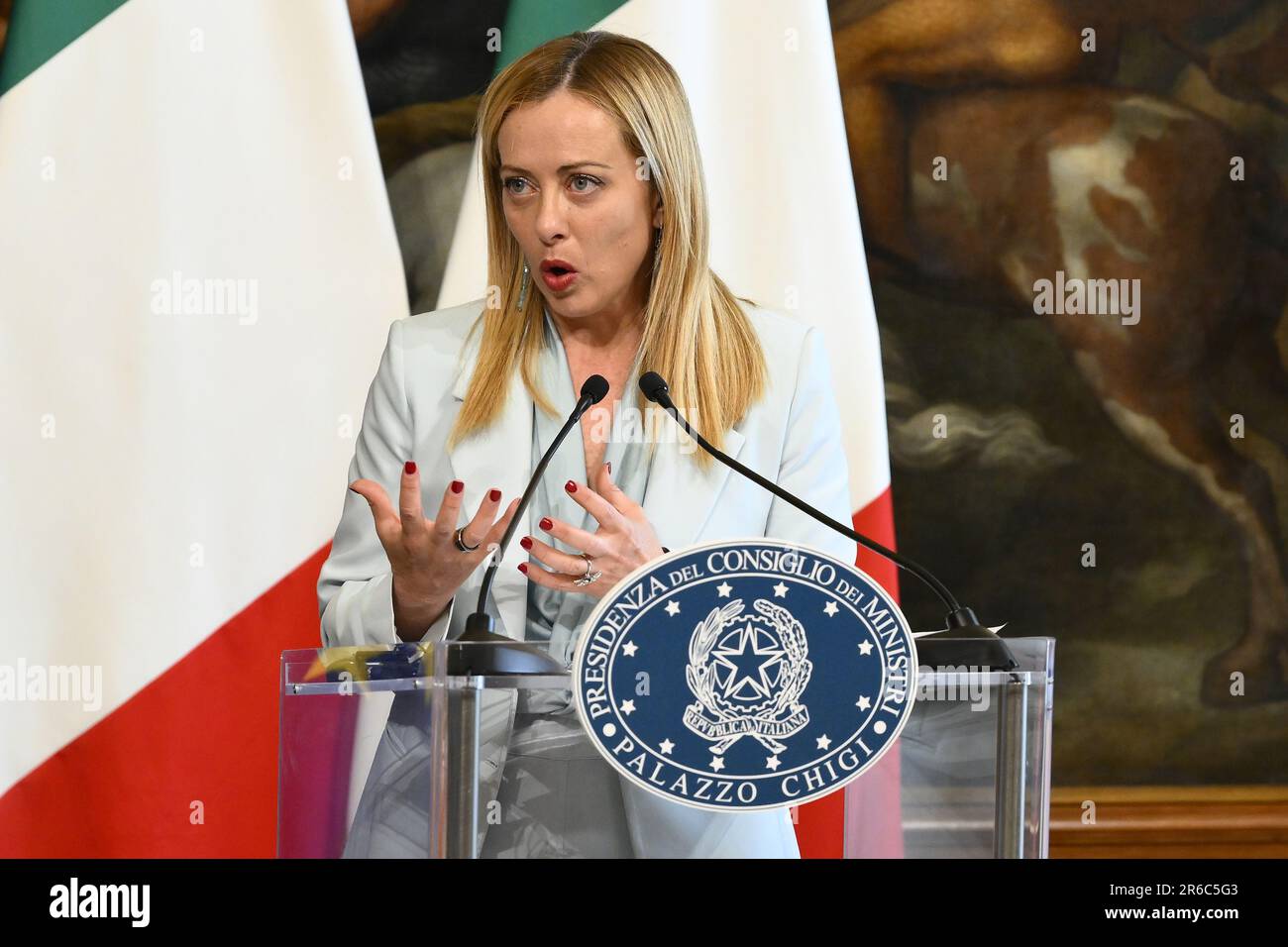 Rome, Italy. 08th June, 2023. The Prime Minister, Giorgia Meloni, meets ...