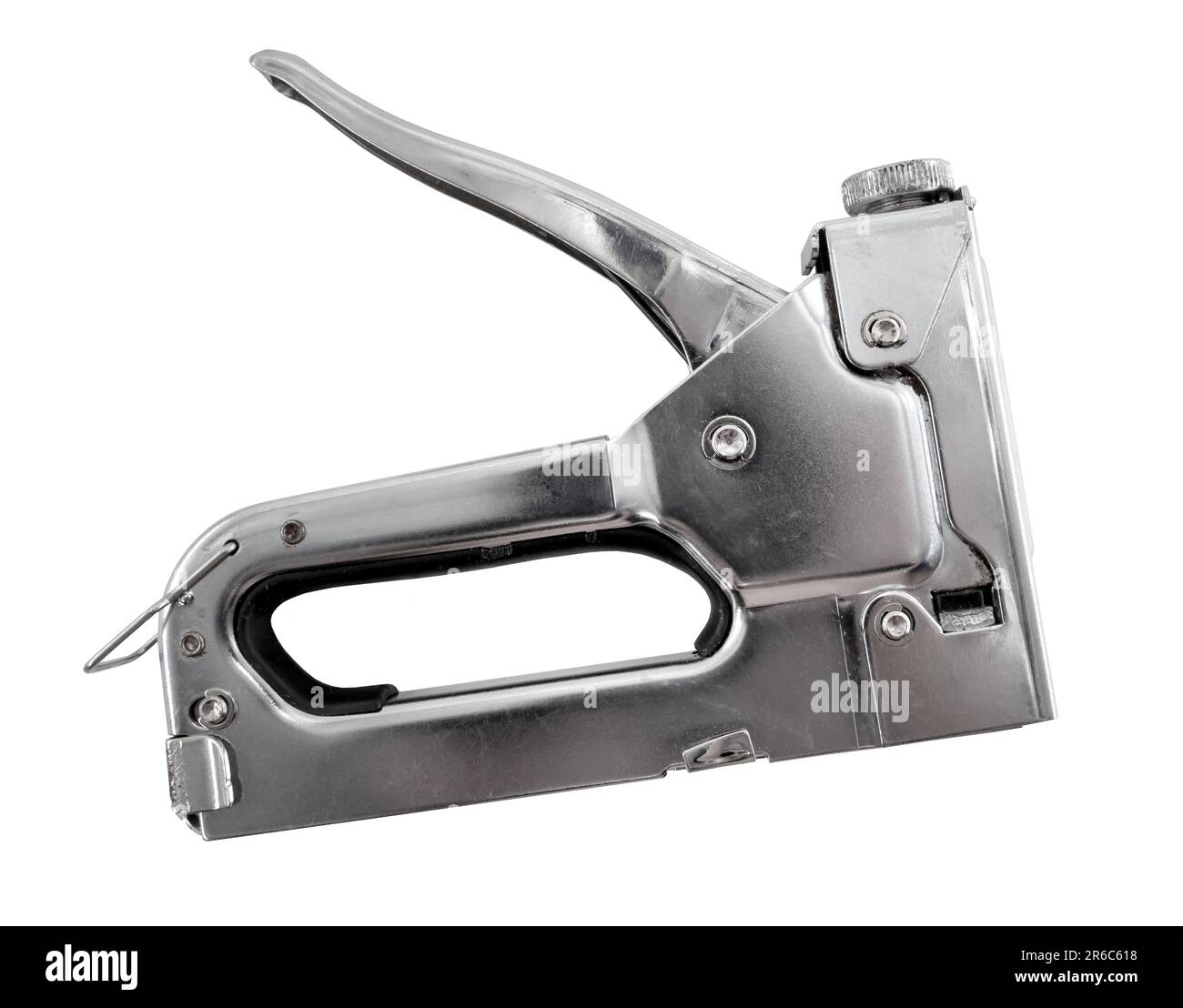 Industrial stapler for working with staples on a white background ...