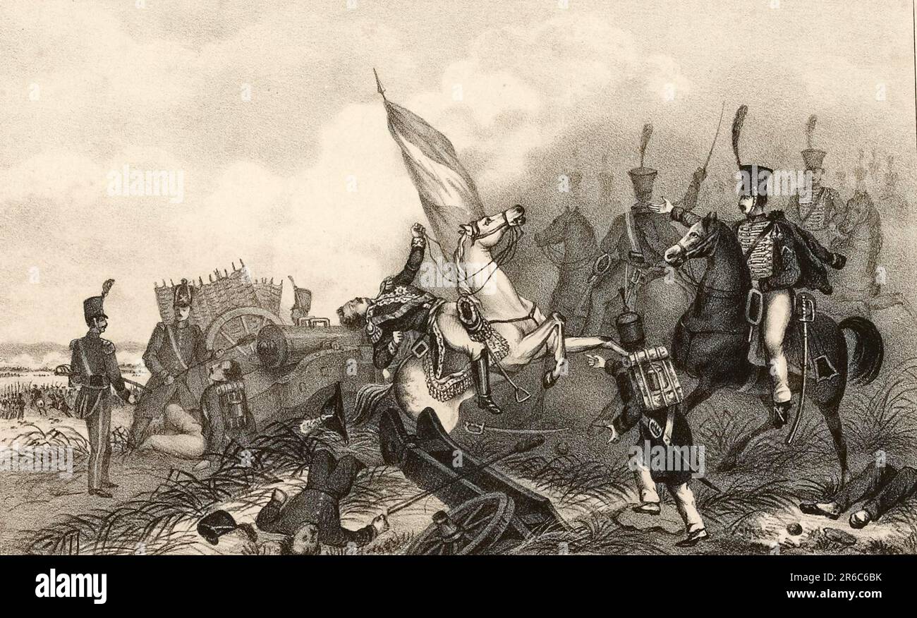 Killing of General Van Merlen on June 16, 1815 at Waterloo, Major ...