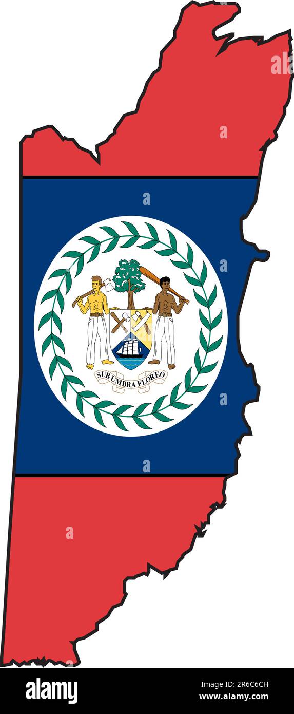 Illustration Vector of a Map and Flag from Belize Stock Vector Image ...