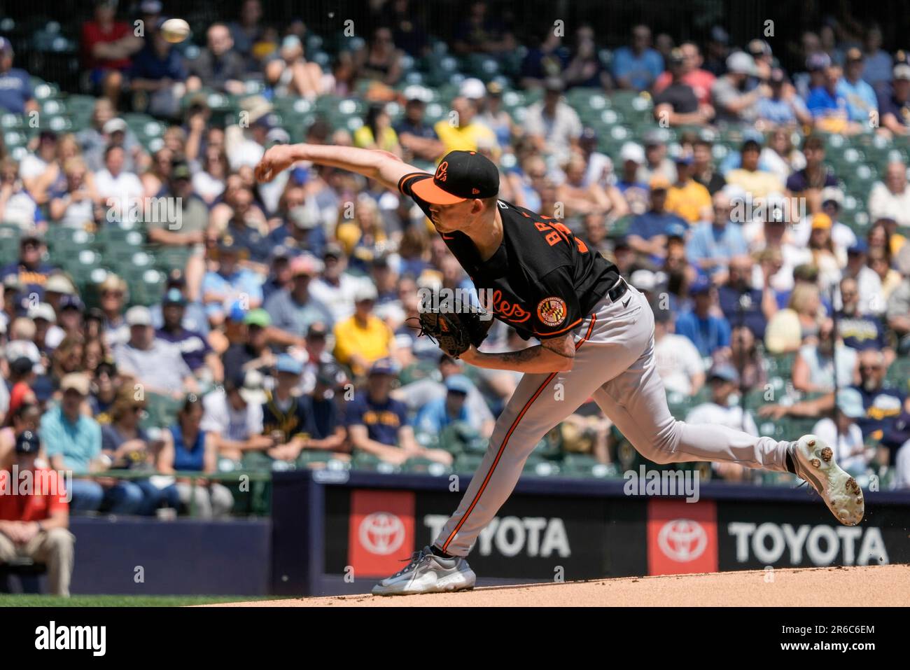 Baltimore Orioles starting pitcher Kyle Bradish throws during the first ...