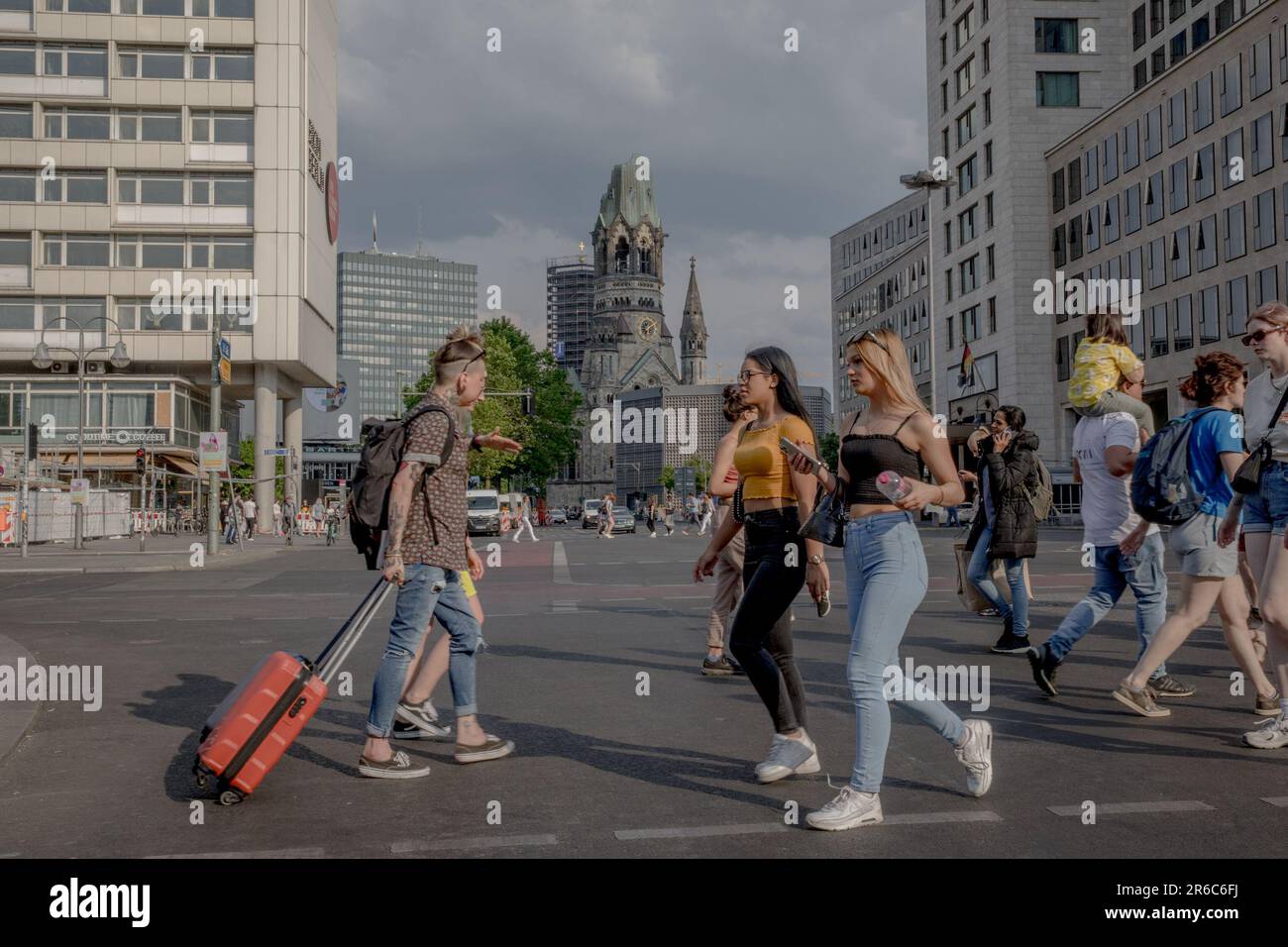 June 8, 2023, Berlin, Germany: Pedestrians crossing Hardenbergstrasse ...