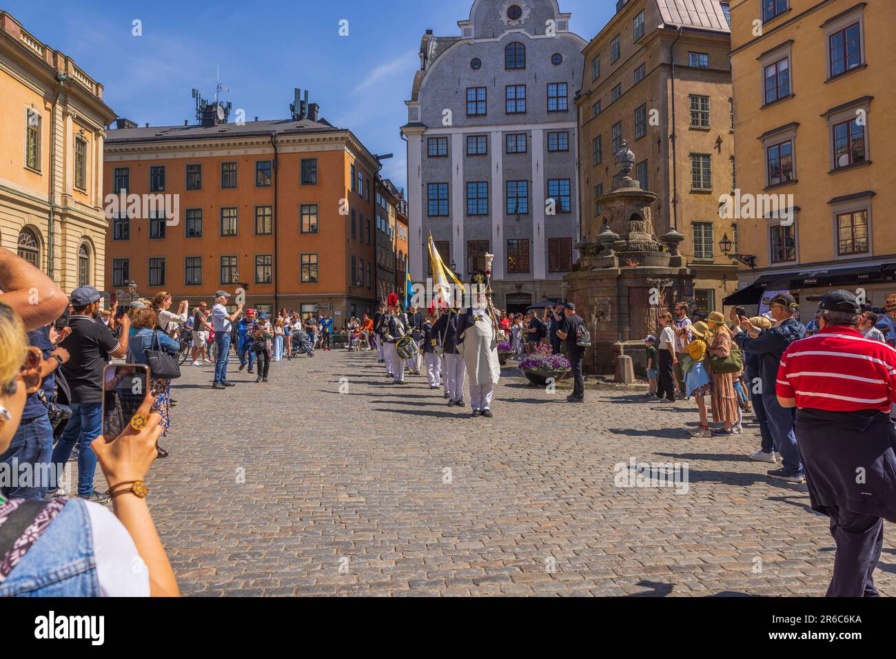 Parade ceremony in honor of National day in Stockholm on central square ...