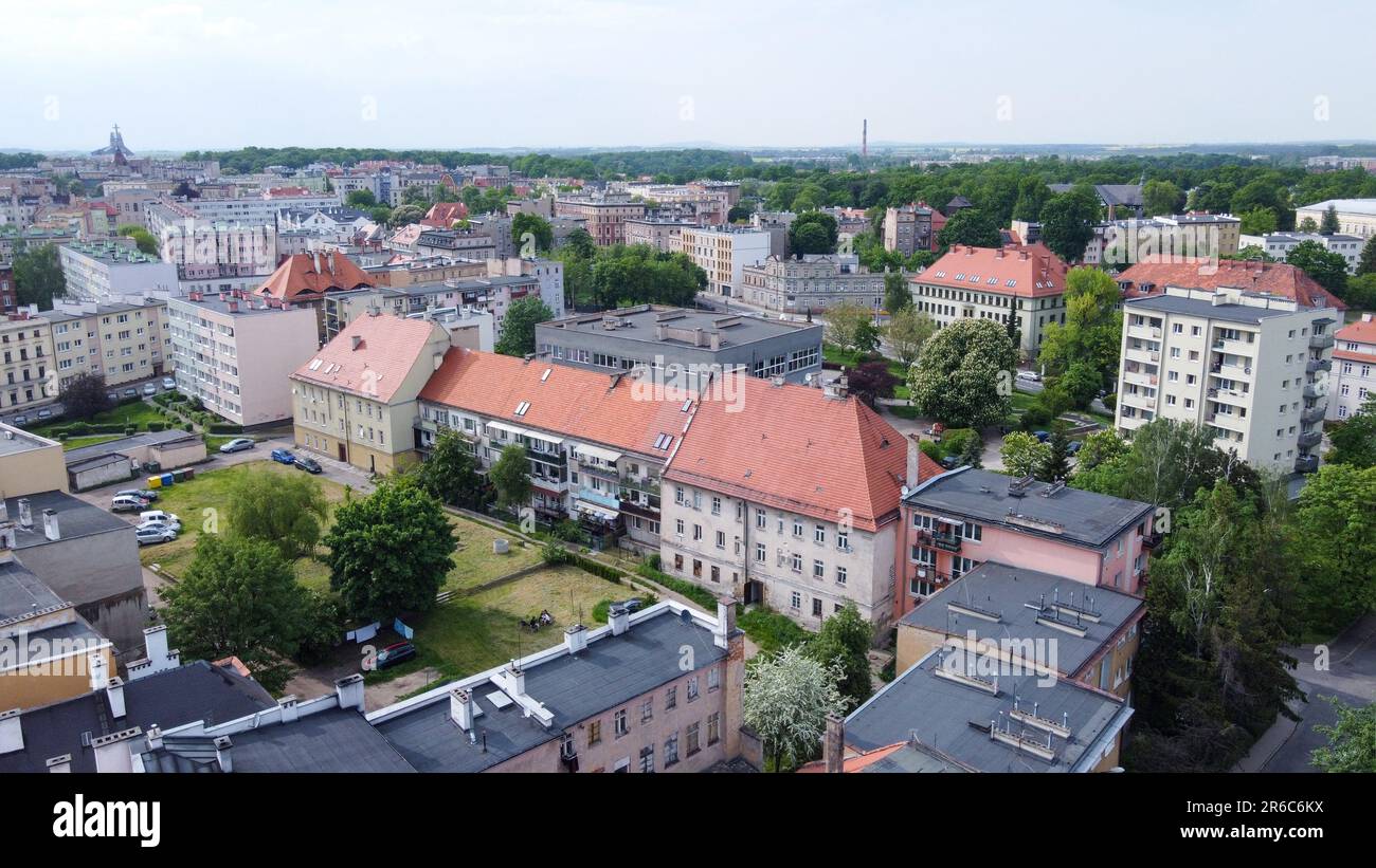 Amazing Aerial view of city of Wroclaw : cityscape, with tiled roof ...