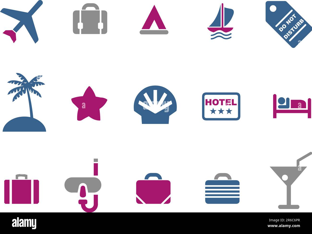 Vector icons pack - Blue-Fuchsia Series, vacation collection Stock ...