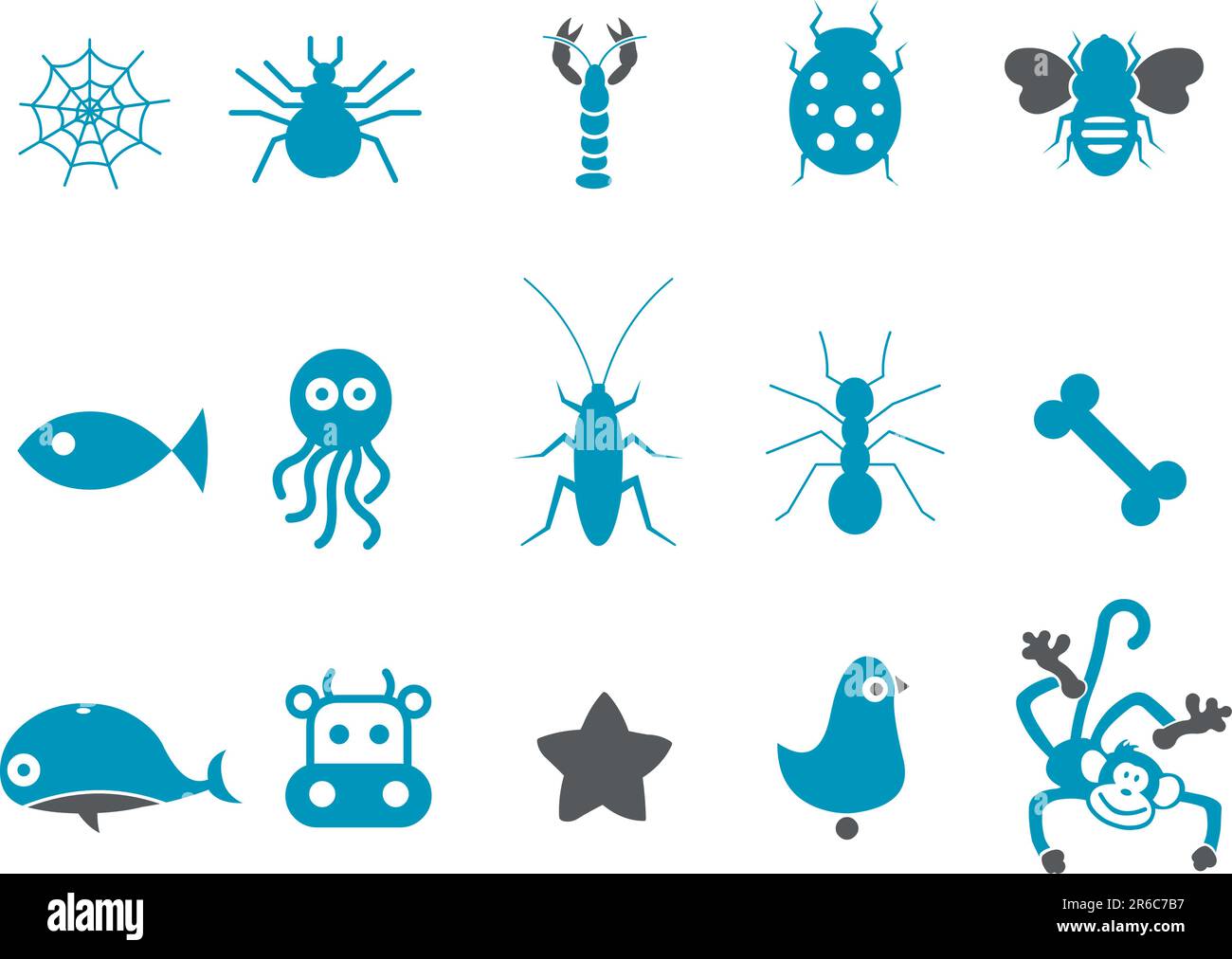 Vector icons pack - Blue Series, animals collection Stock Vector Image ...
