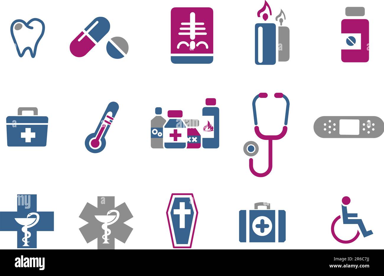 Vector icons pack - Blue-Fuchsia Series, health collection Stock Vector ...