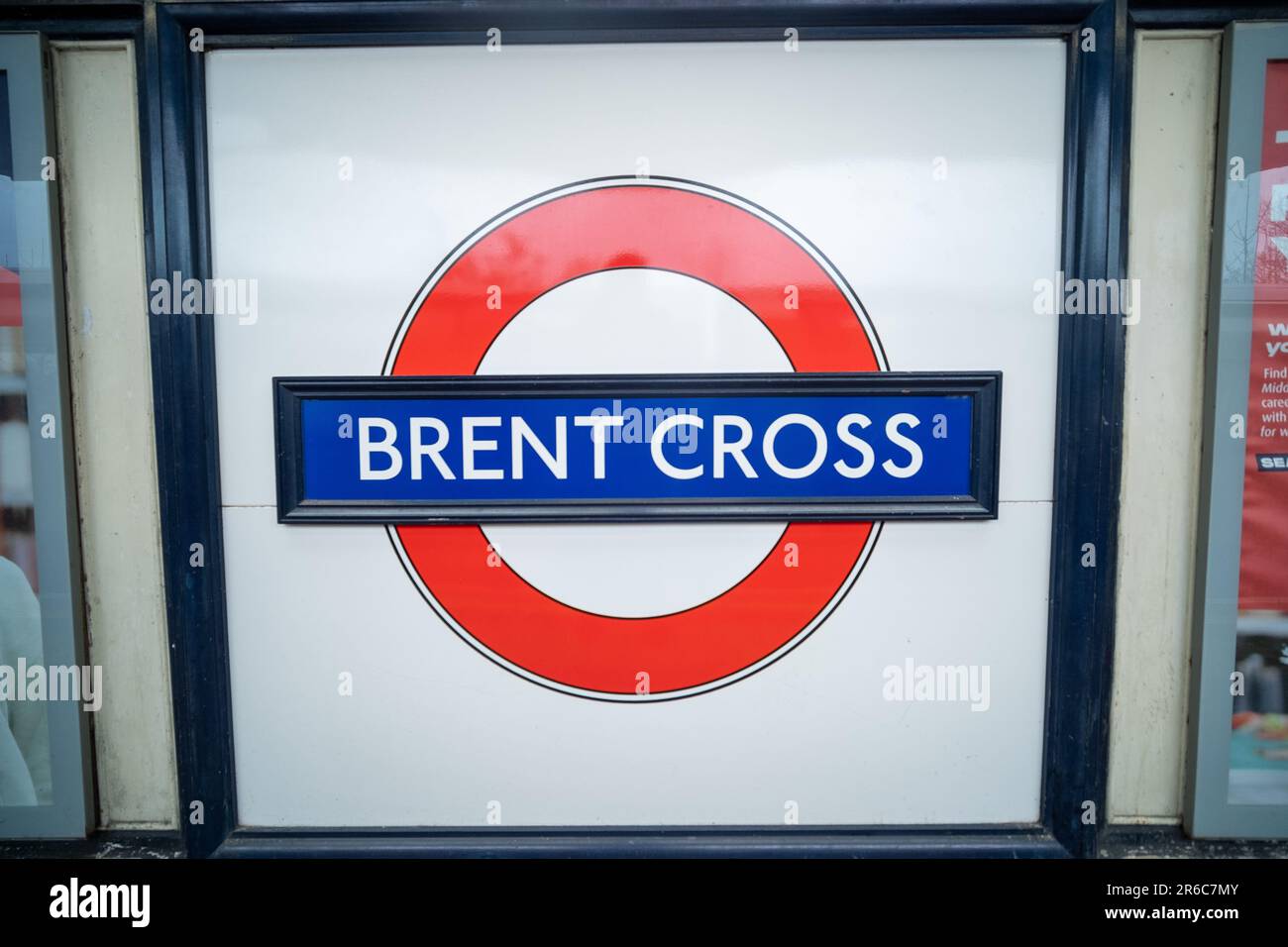 LONDON- MARCH, 2023: Brent Cross Underground logo on platform, Northern ...