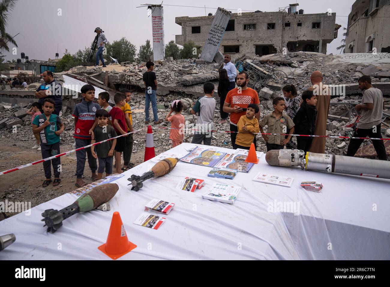 Residents view mortars and fragments of exploded Israeli missiles on ...