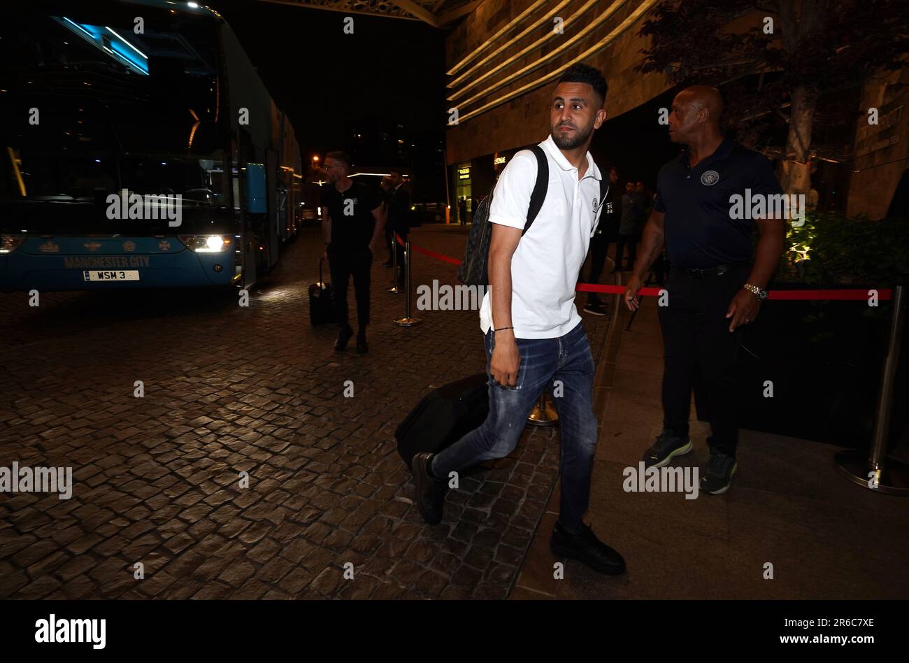 Manchester City's Riyad Mahrez arrives at the team hotel, ahead of ...