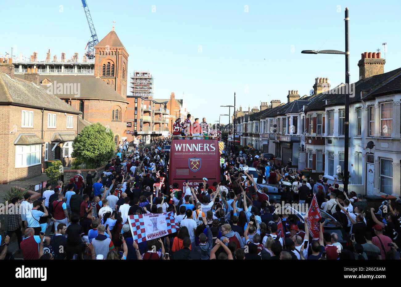 West Ham United players during a parade through Stratford, London ...