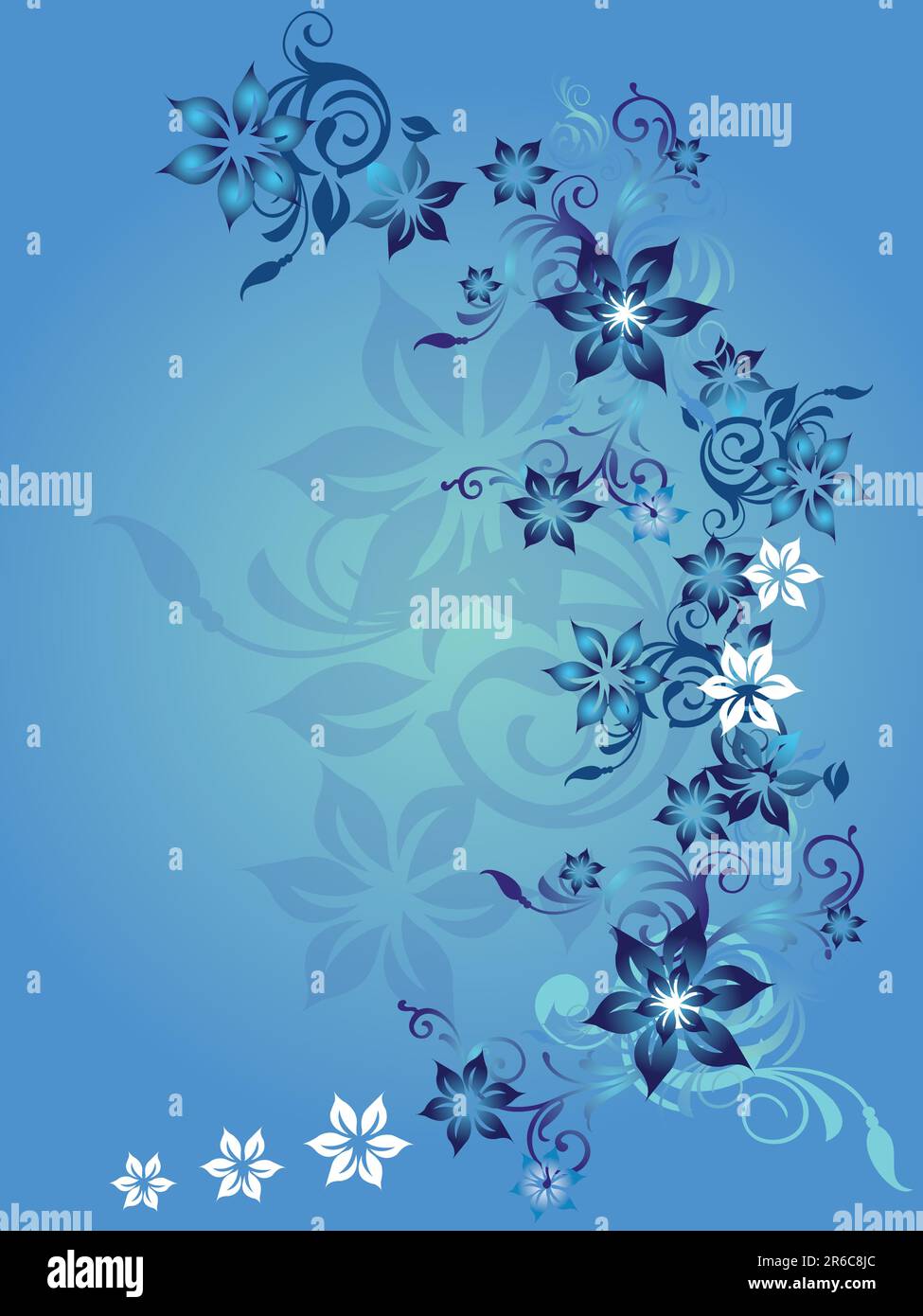 Blue, gradient background with pretty flowers Stock Vector Image & Art ...