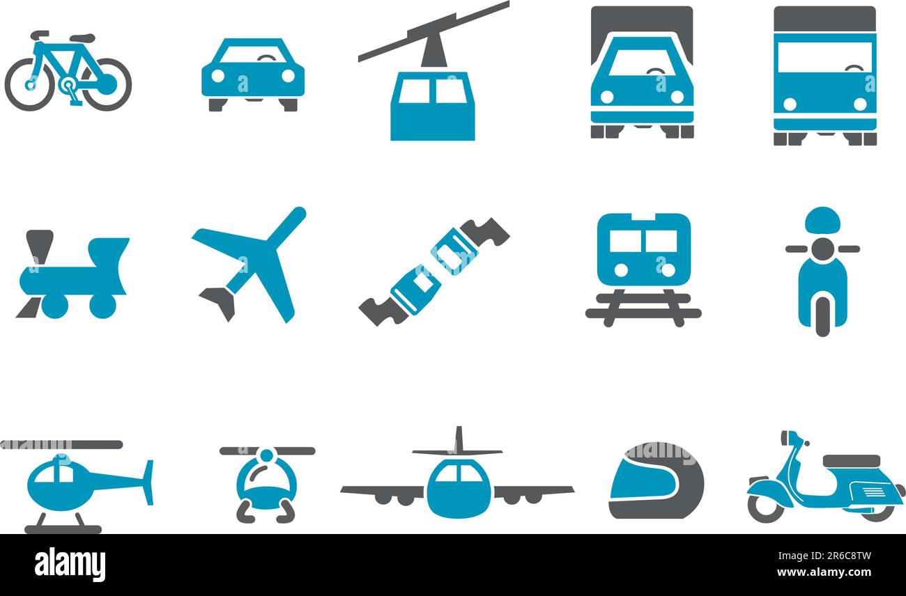 Vector icons pack - Blue Series, transport collection Stock Vector ...