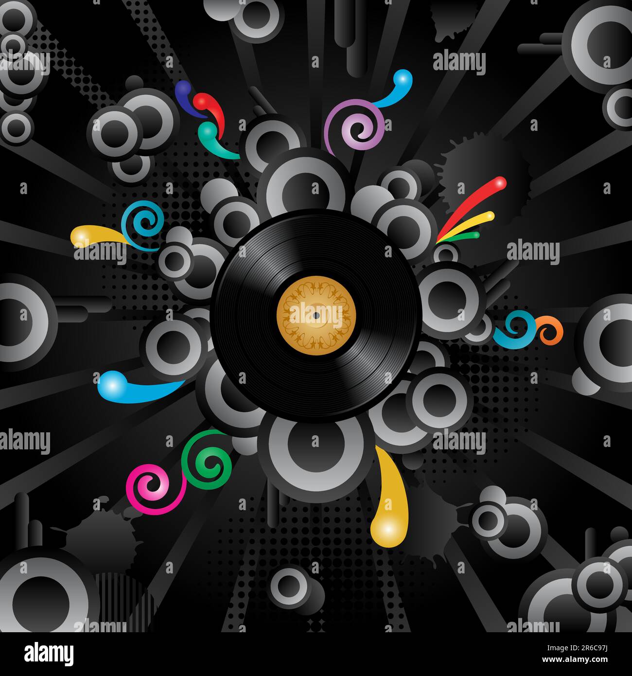 Abstract vector retro background with the vinyl disc Stock Vector Image ...