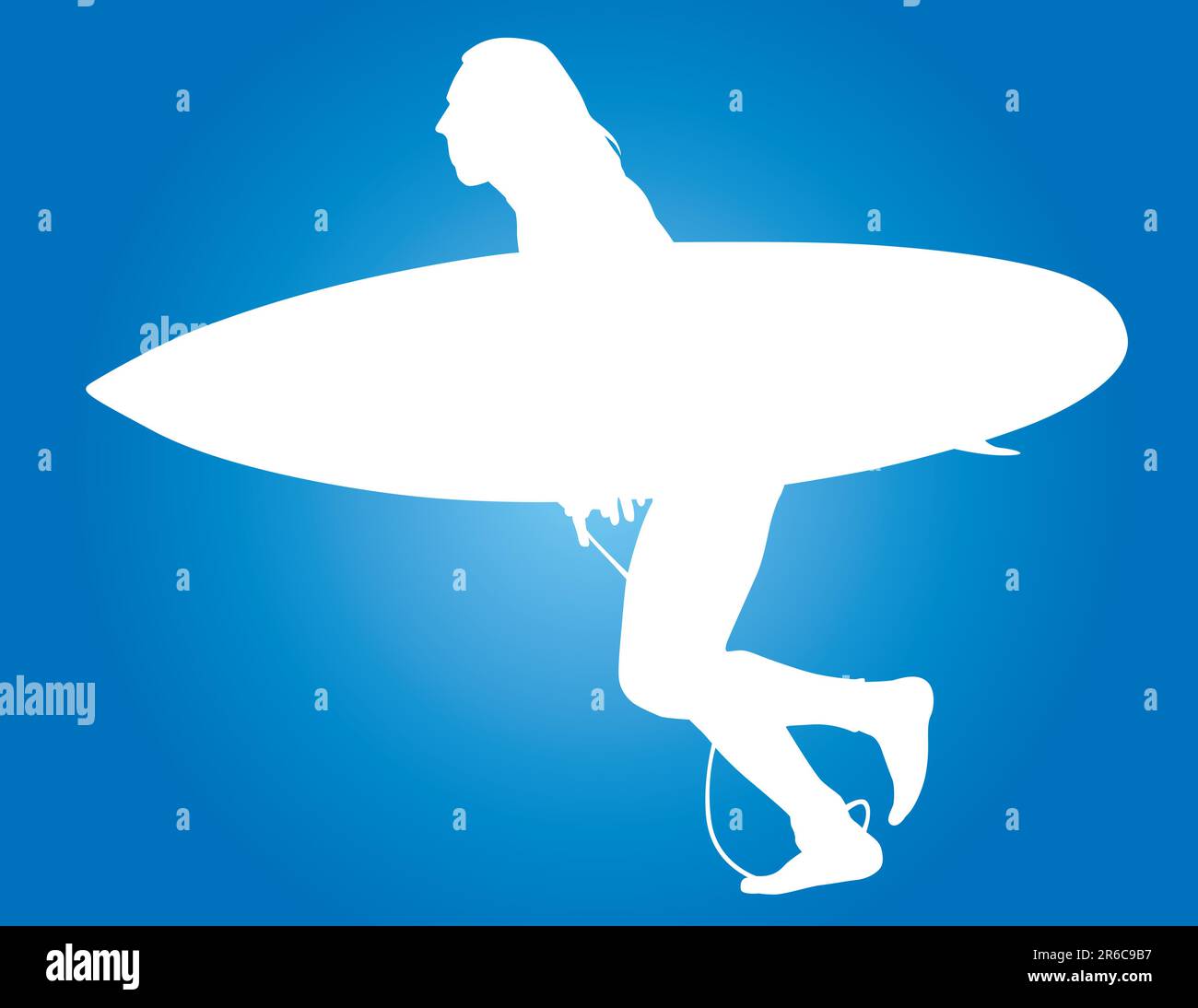 Surfer vector silhouette running to his favorite break with board in ...