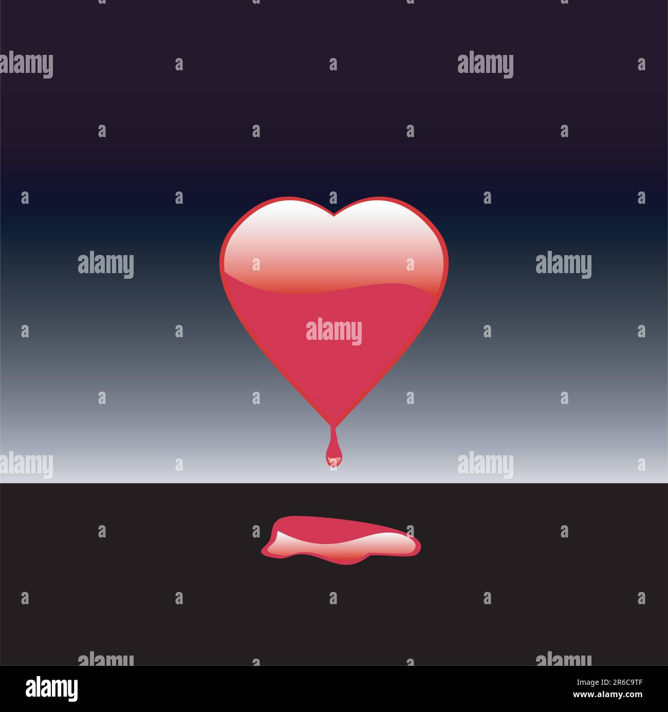 Vector illustration heart bleeding into a puddle Stock Vector Image ...