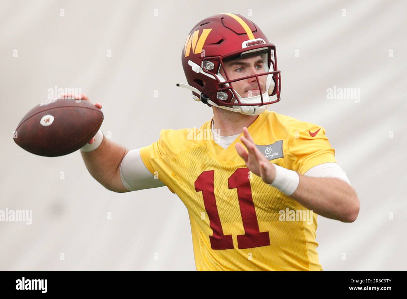 Washington Commanders quarterback Jake Fromm throws a pass during an ...