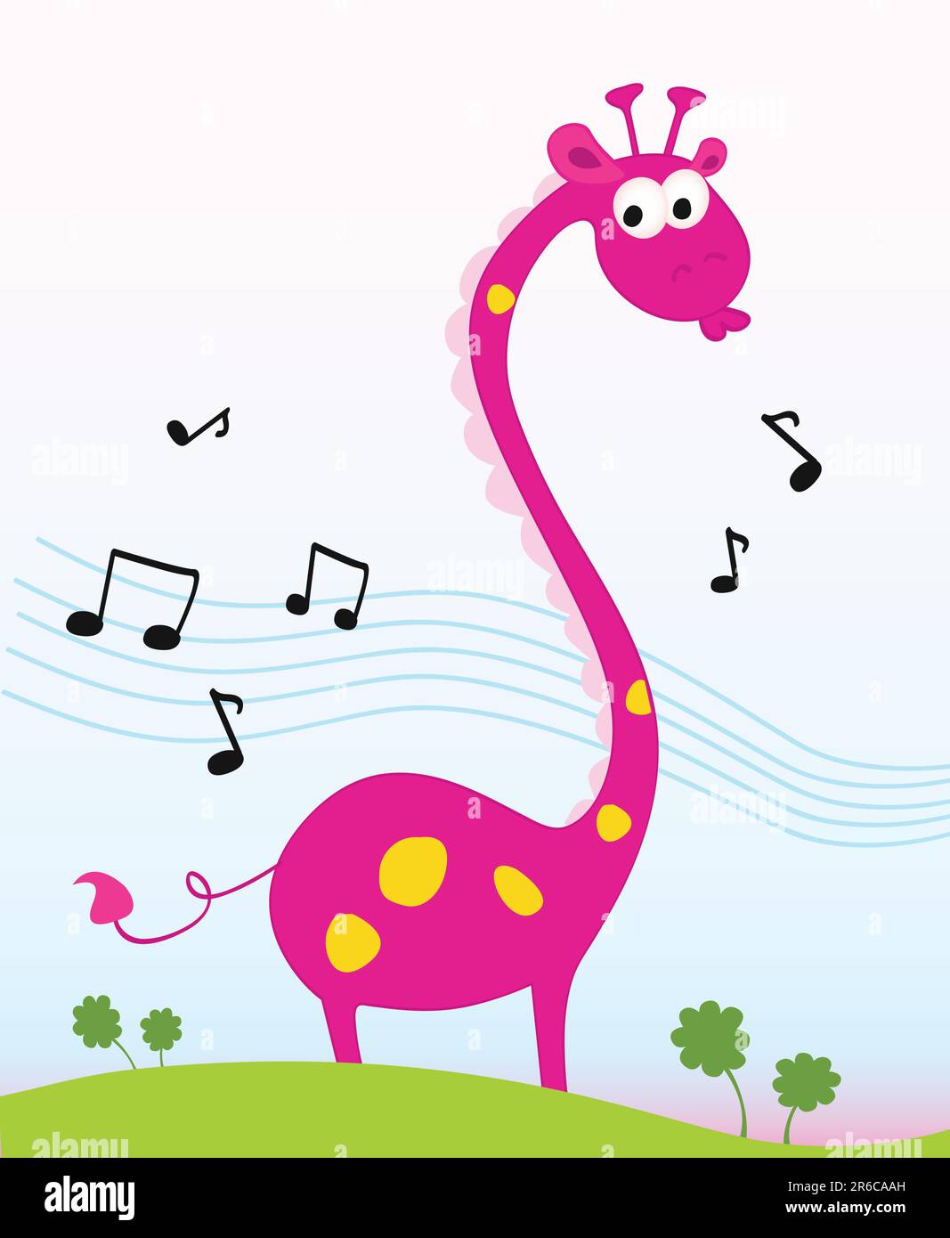 Funny jungle giraffe sing a song. Vector Illustration. Included high ...