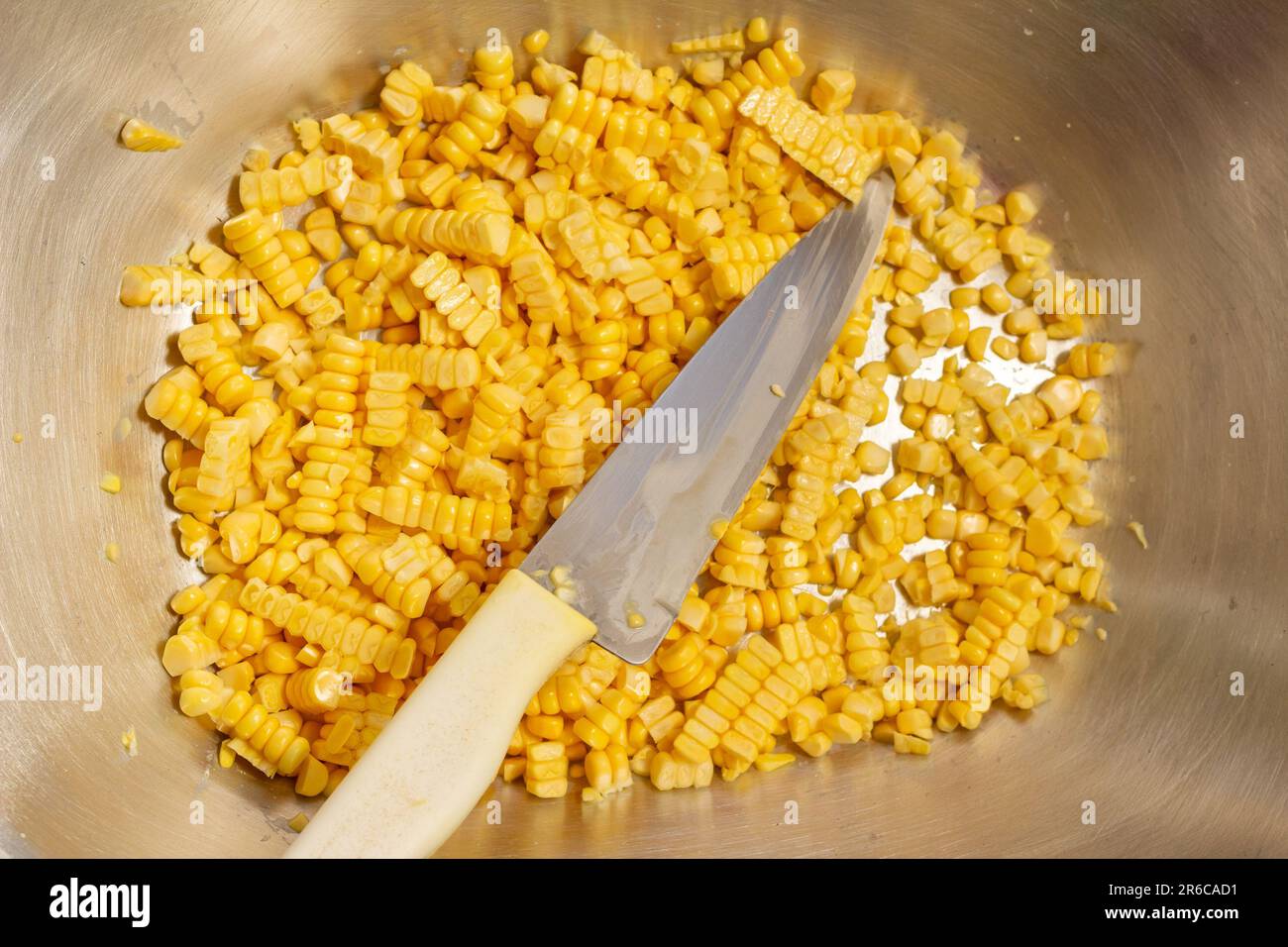 Goiania, Goias, Brazil – June 02, 2023: A portion of cut raw corn and a ...