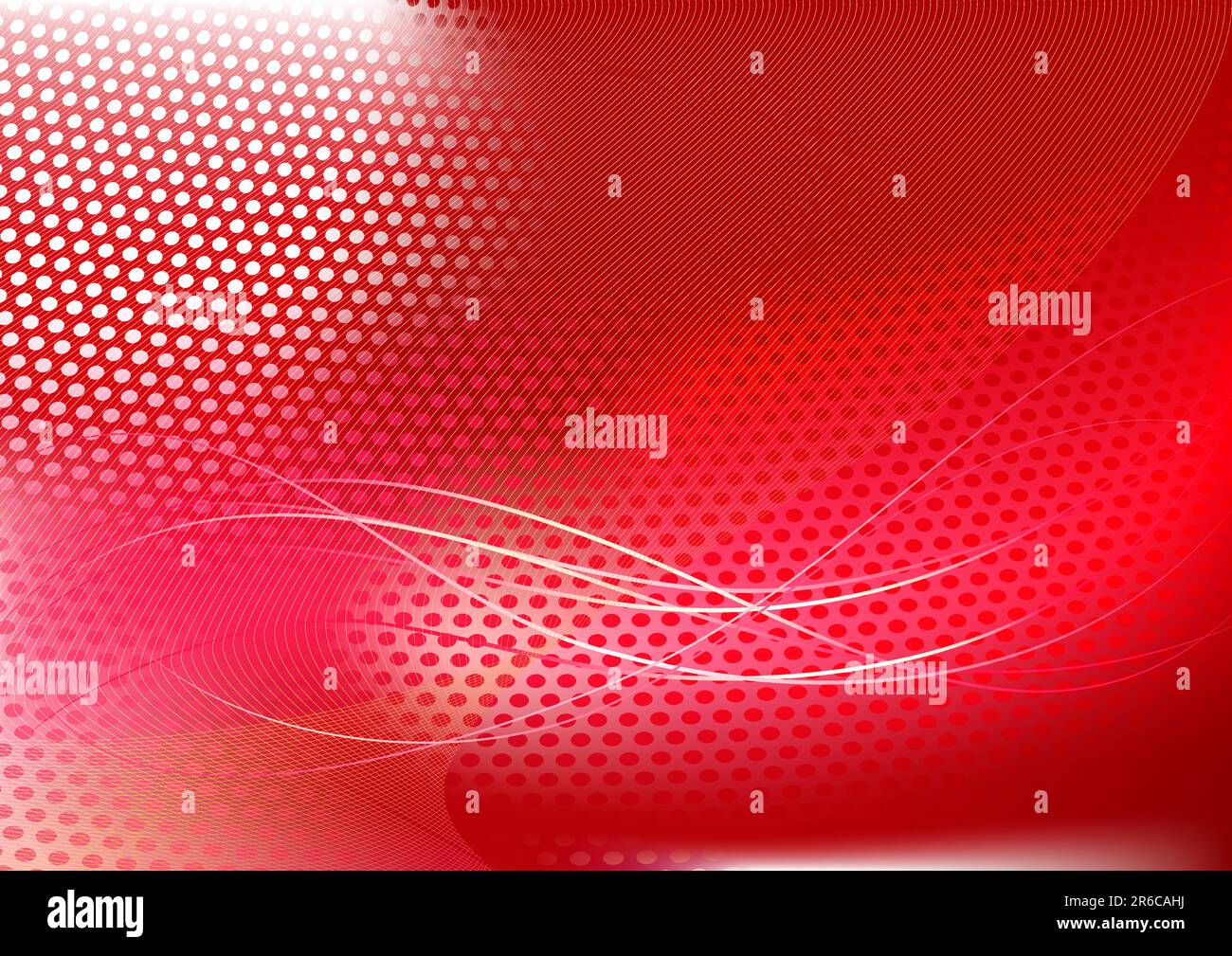 Vector illustration of red abstract techno background made of dots and curved lines. Great for ...