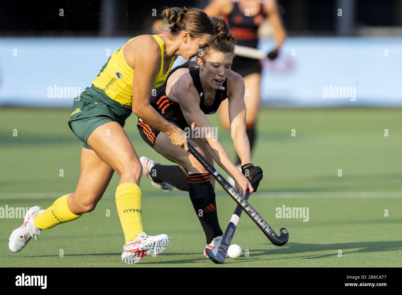 EINDHOVEN - Marleen Jochems of the Netherlands in action against Rebecca Greiner (AUS) during a ...