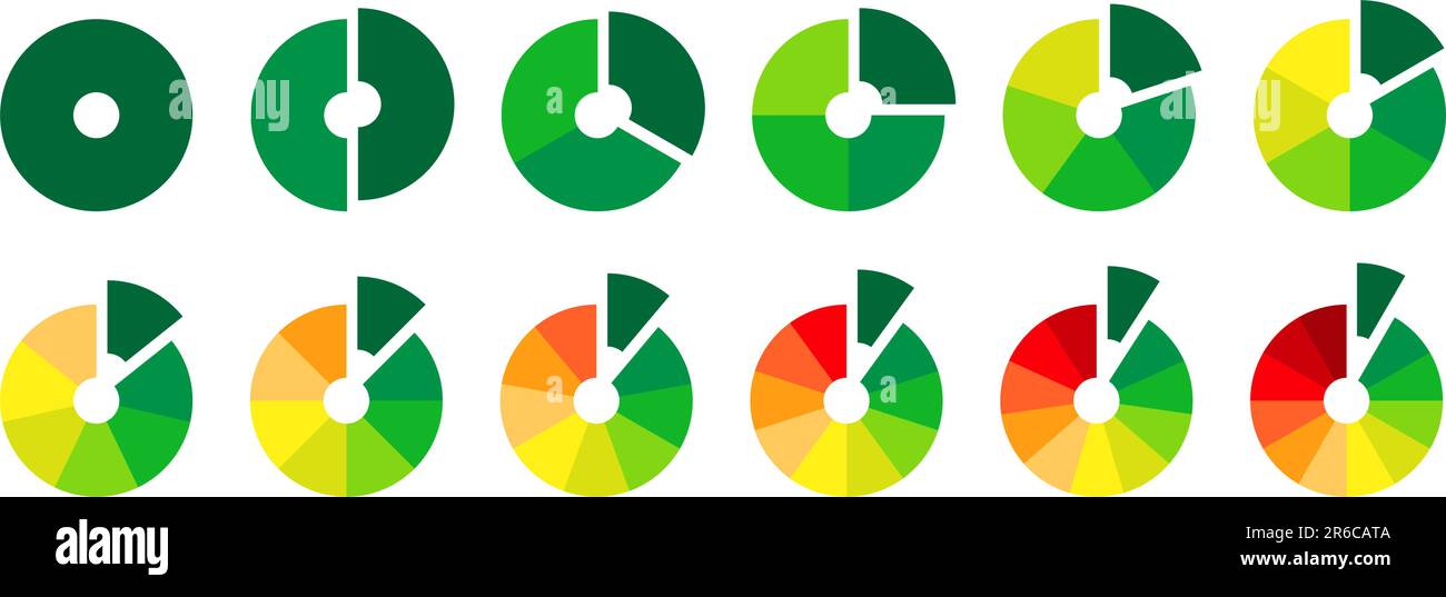 Multicolored donut sections collection. Wheel charts diagrams with cut ...