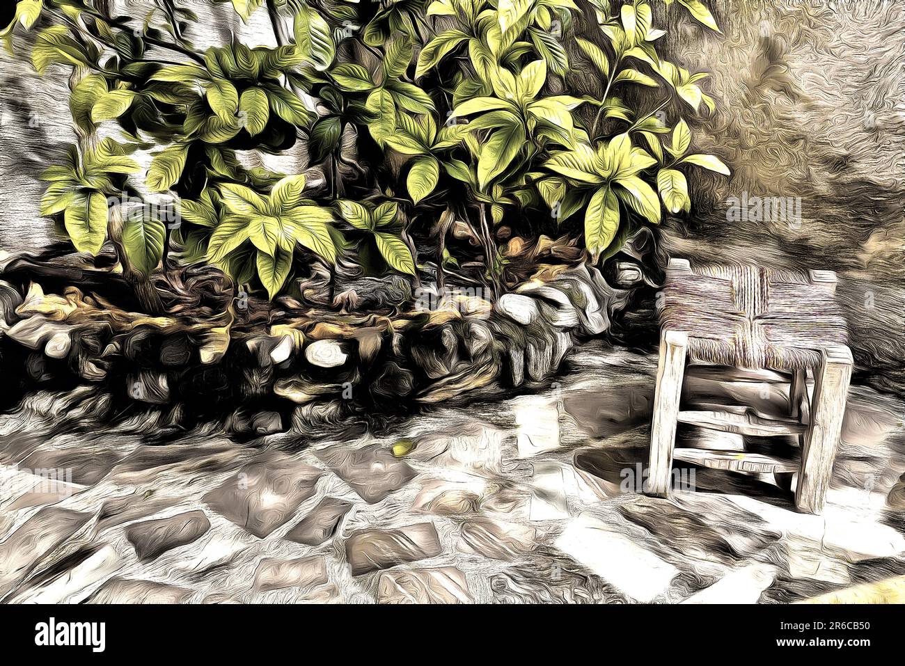 An Illustration of traditional Syrian chair beside a tree Stock Photo ...